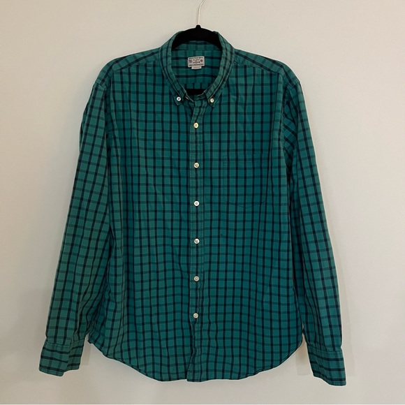 J. Crew | Shirts | J Crew Blue And Green Gingham Xl Casual Button Down | Poshmark